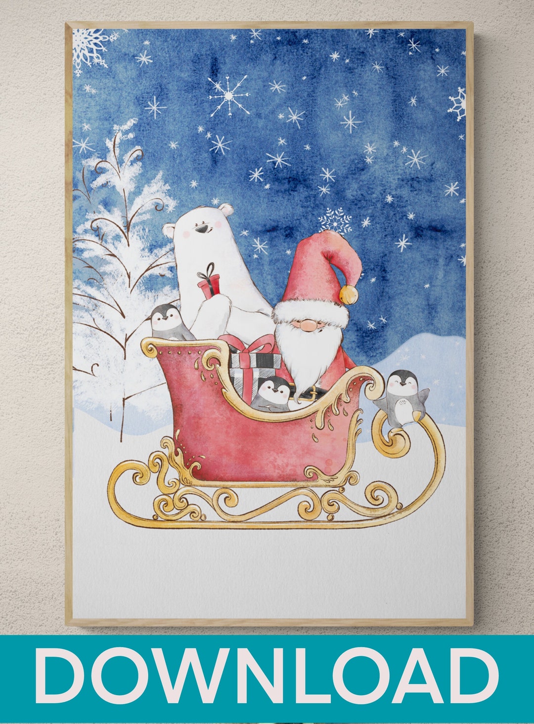 Santa With Friends Poster Printable Instant Download - Etsy