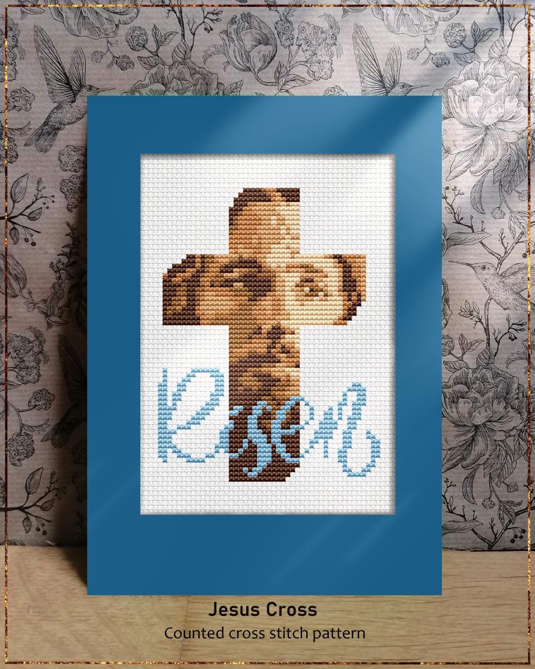 Easter Card-sized Cross Stitch Pattern, Christian Cross With Jesus Face ...