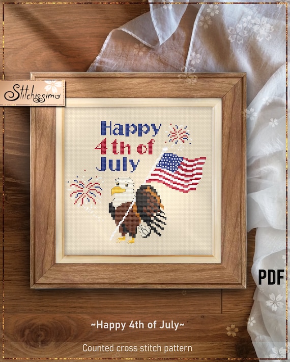 Happy 4th of July Modern Cross Stitch Pattern Easy Patriotic - Etsy