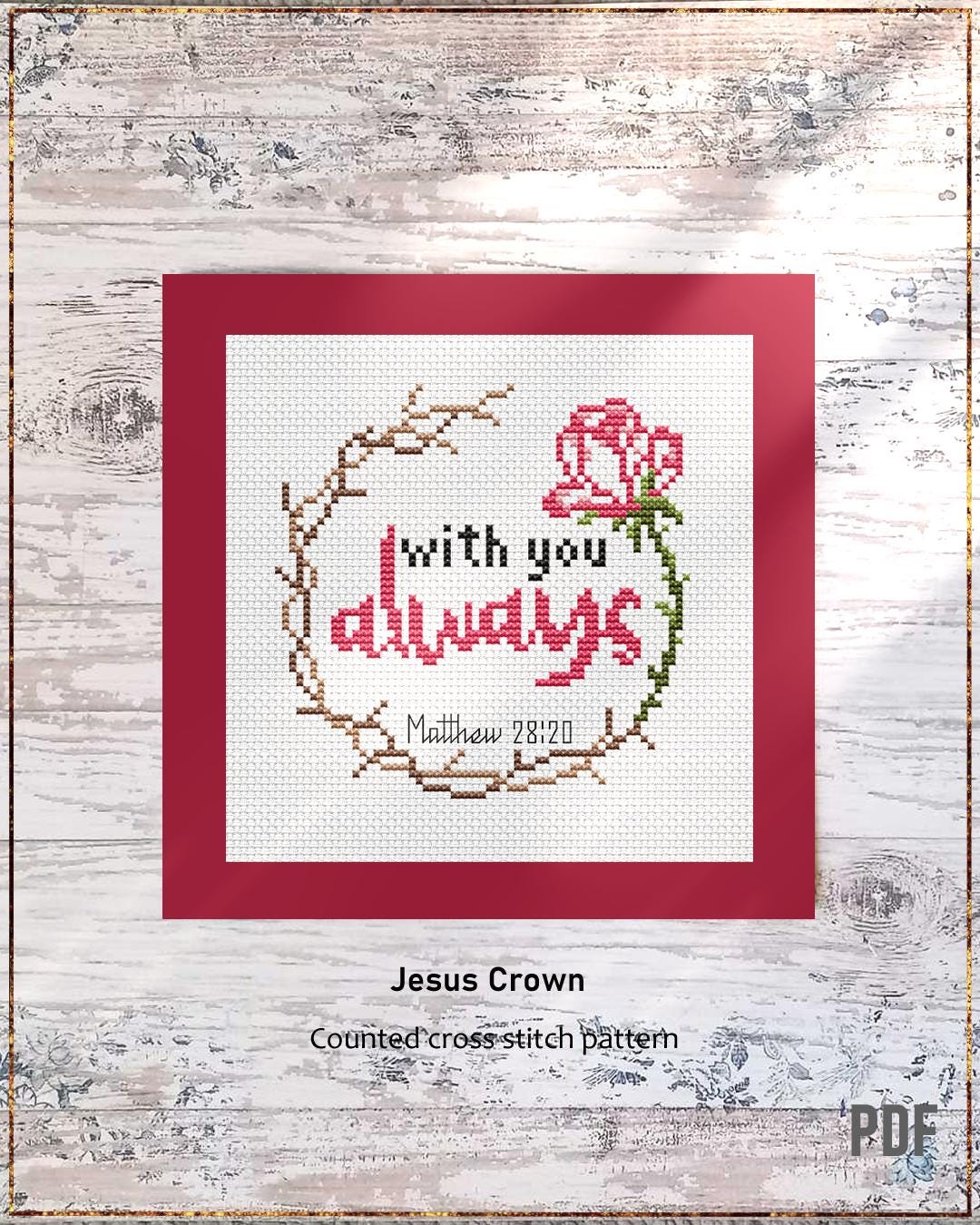 Resurrection Cross Stitch Pattern for DIY Greeting Card, Bible Quote ...