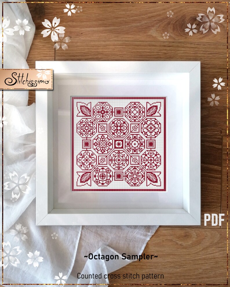 Octagon Sampler Counted Cross Stitch Pattern Tile Embroidery - Etsy
