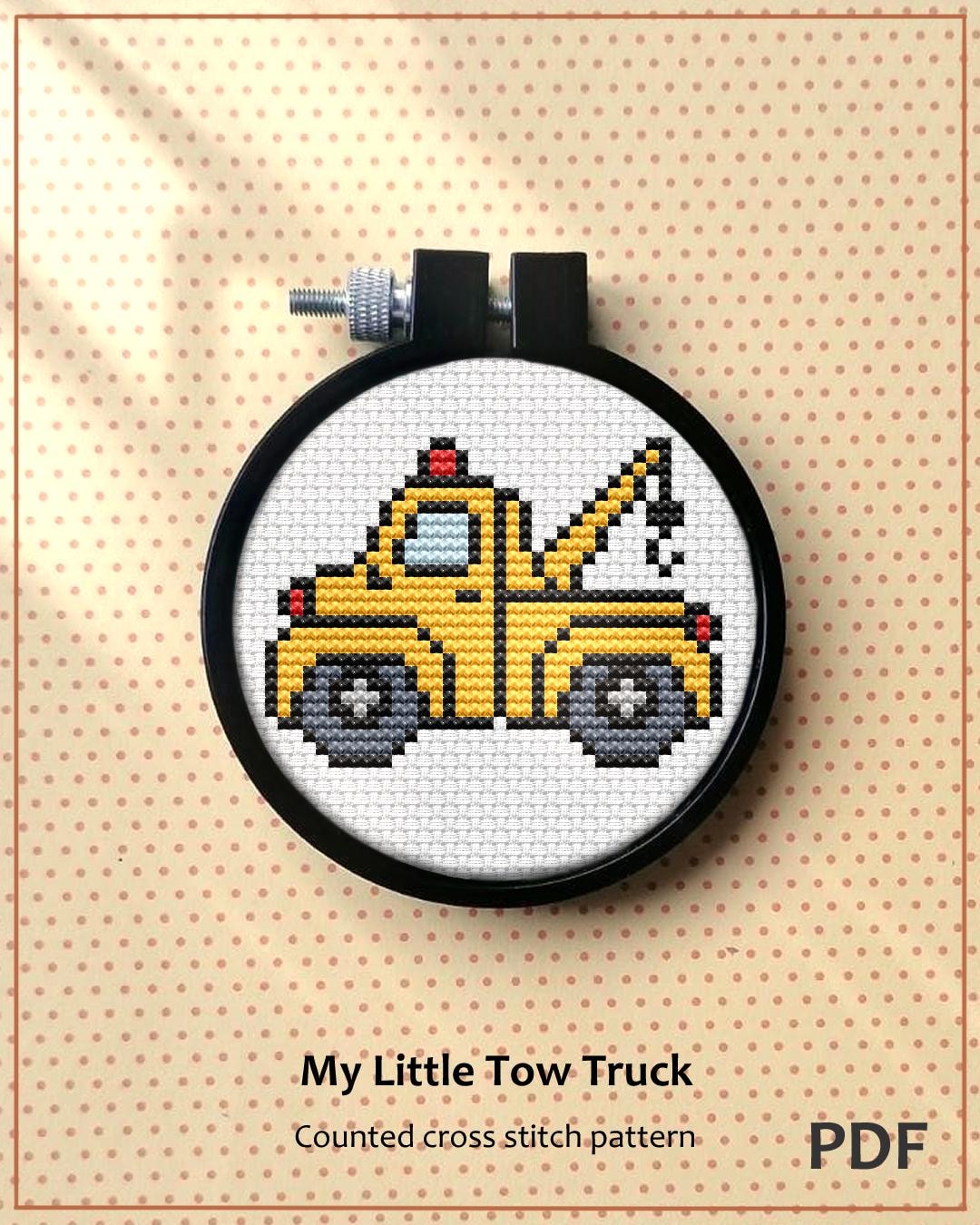 My Little Tow Truck Cross Stitch Pattern, Gift for Kid, Beginner Hoop ...