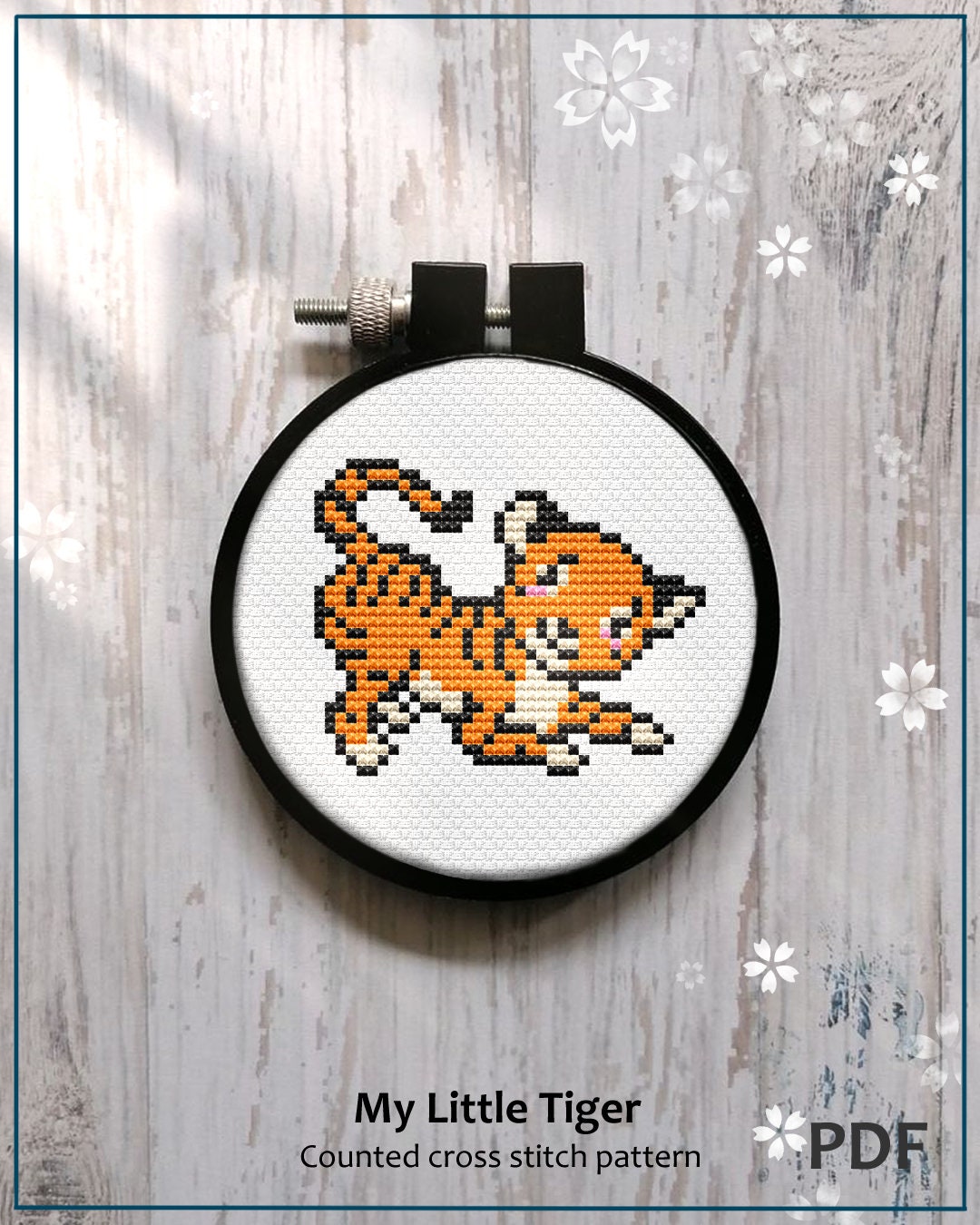 Cute Little Tiger Modern Cross Stitch Pattern Gift for Kid Mini Tiger ...