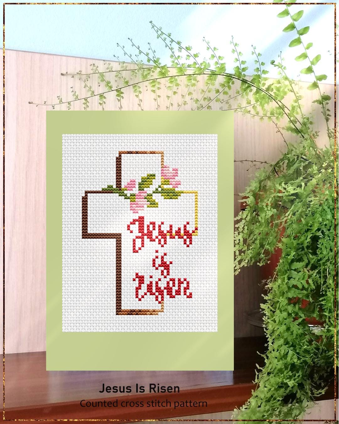 Jesus is Risen Modern Cross Stitch Pattern, Christian Easter Quote, DIY ...