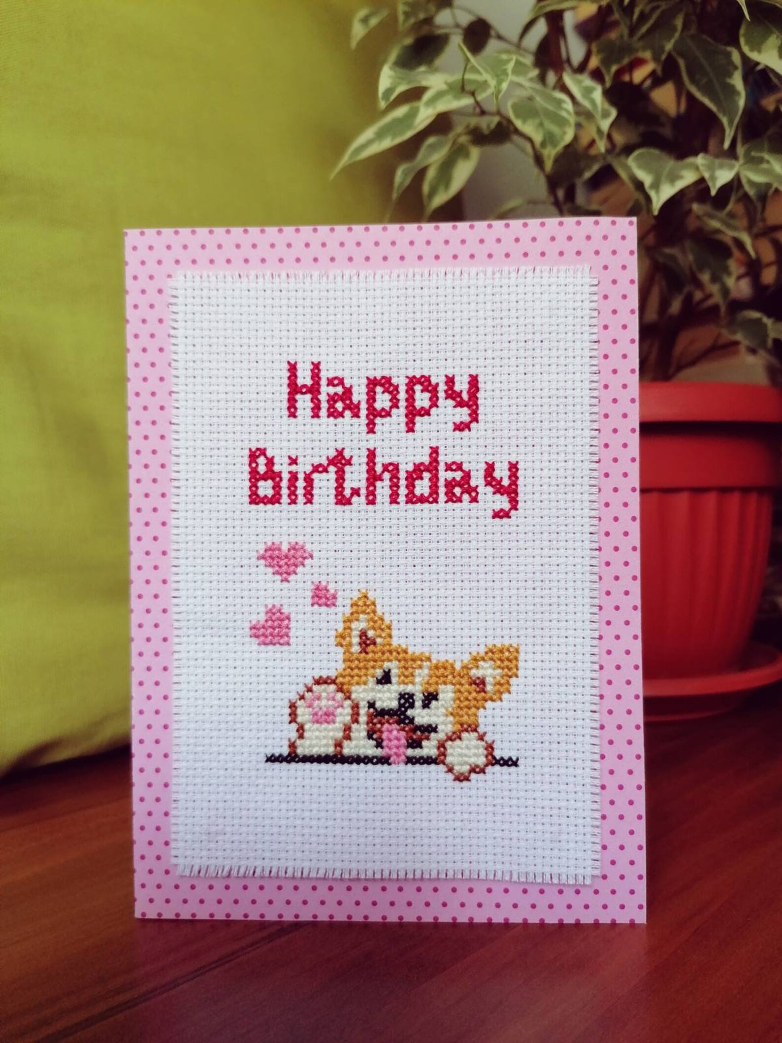 Happy Birthday Greeting Card Simple Cross-stitch Pattern for - Etsy