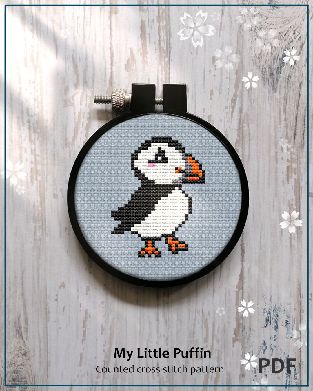 Cute Little Puffin Modern Cross Stitch Pattern Gift for Kid Easy Mini ...