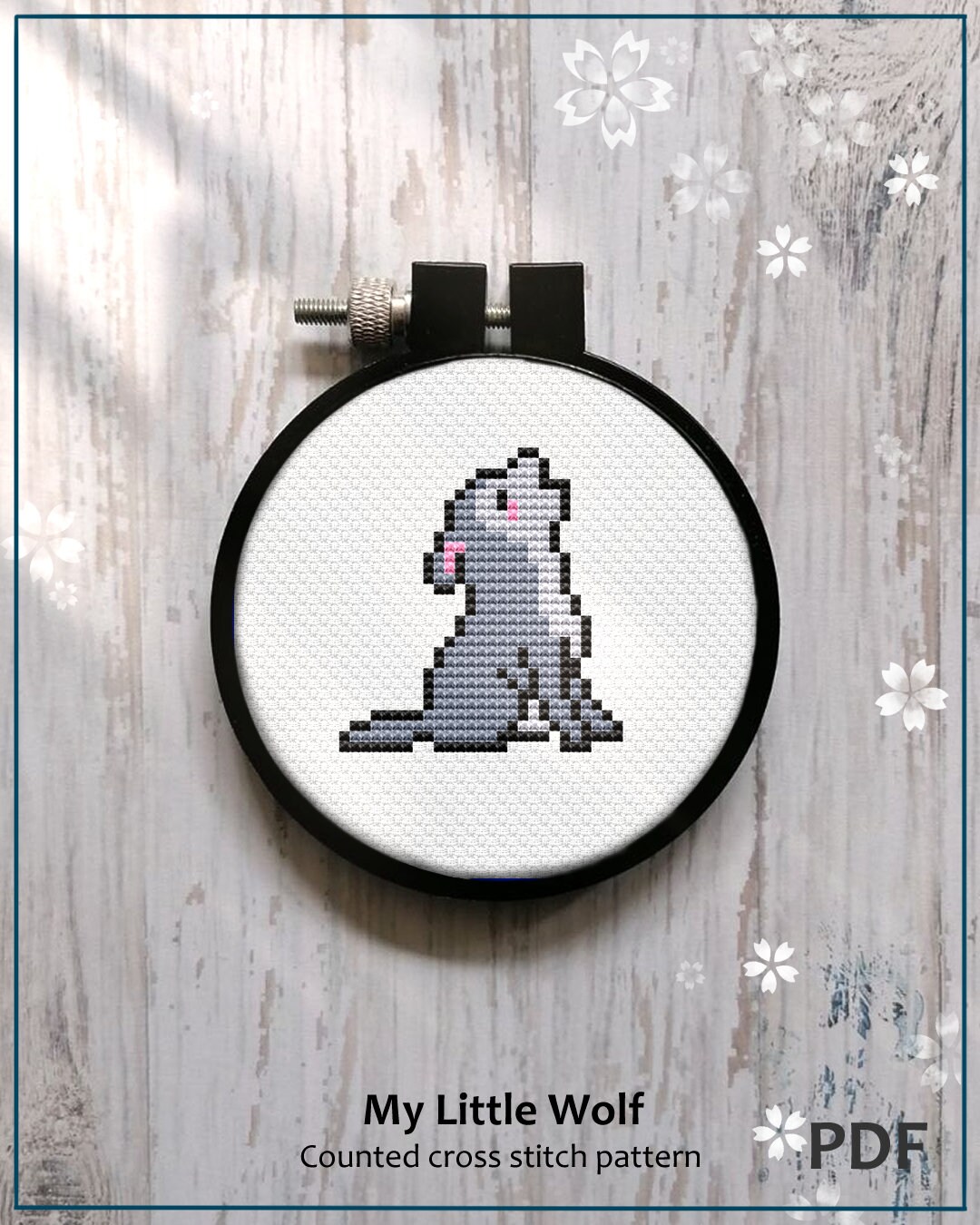 Little Wolf Modern Cross Stitch Pattern Gift for Kid Easy Mini Cute ...