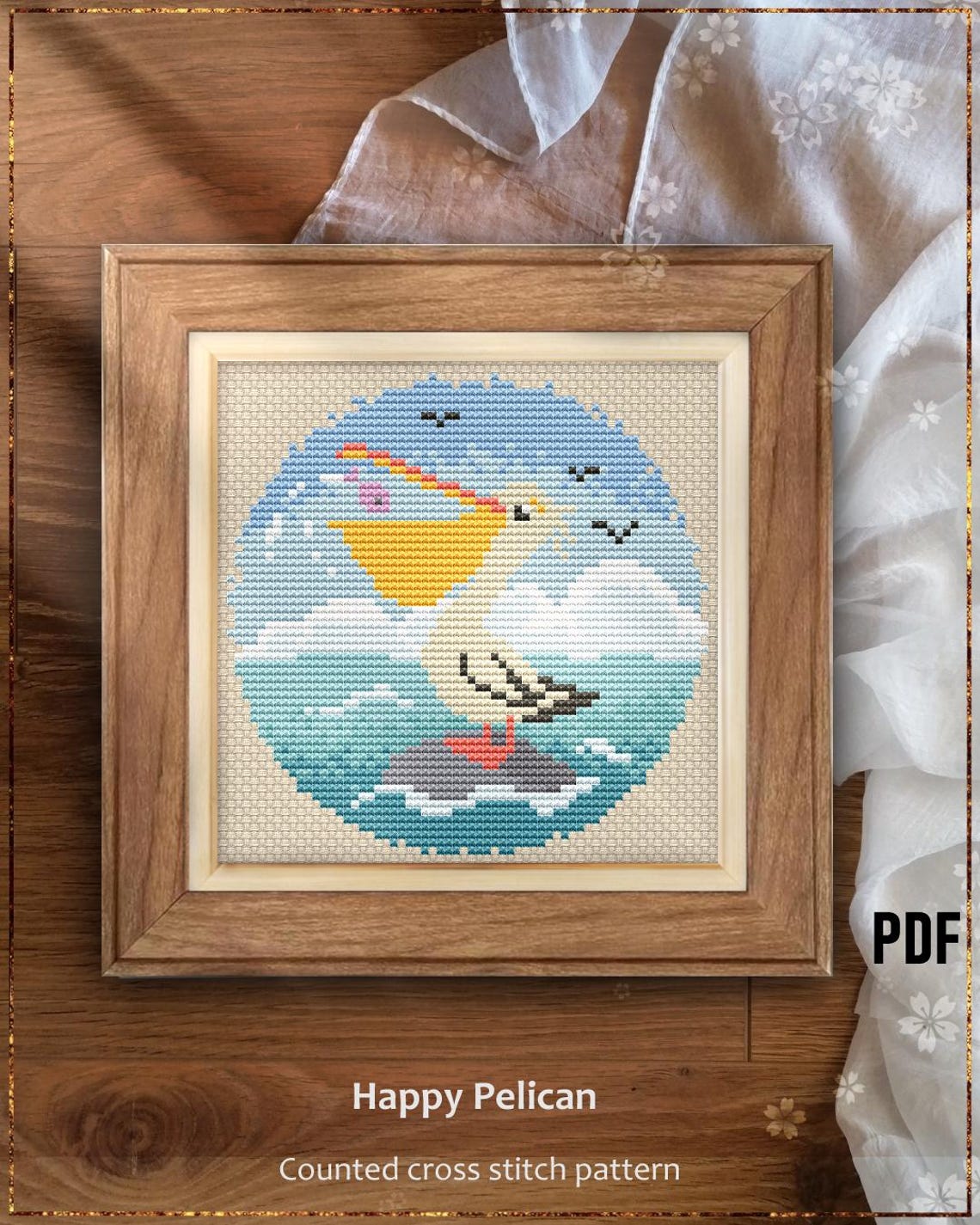 Happy Pelican Cross Stitch Pattern, Summer Kids Animal Decor (PDF) - Etsy
