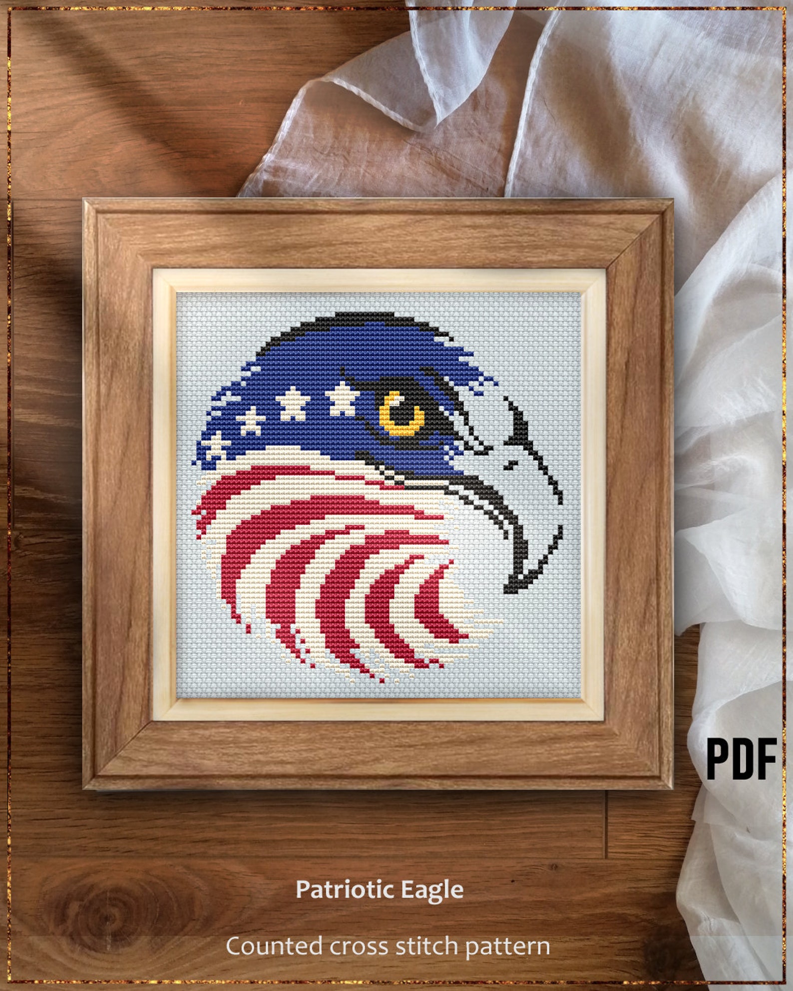 Patriotic Eagle Cross Stitch Pattern Independence Day July 4 Easy ...