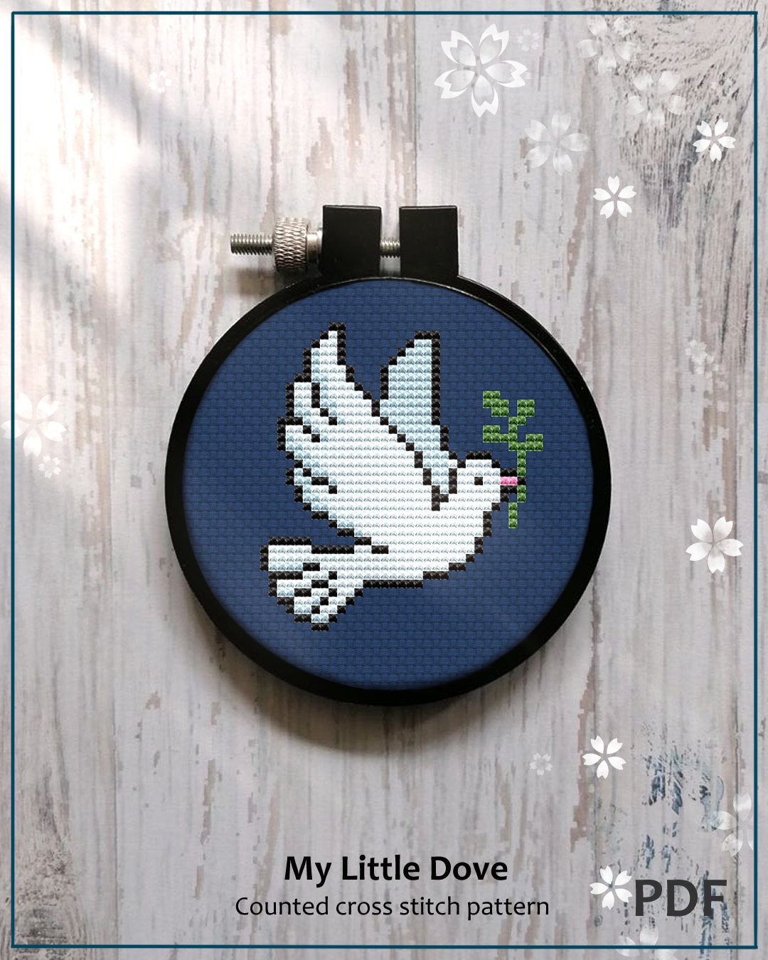 Cute Easy Dove With Olive Branch Modern Cross Stitch Pattern Beginner ...