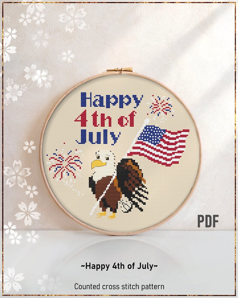 Happy 4th of July Modern Cross Stitch Pattern Easy Patriotic ...