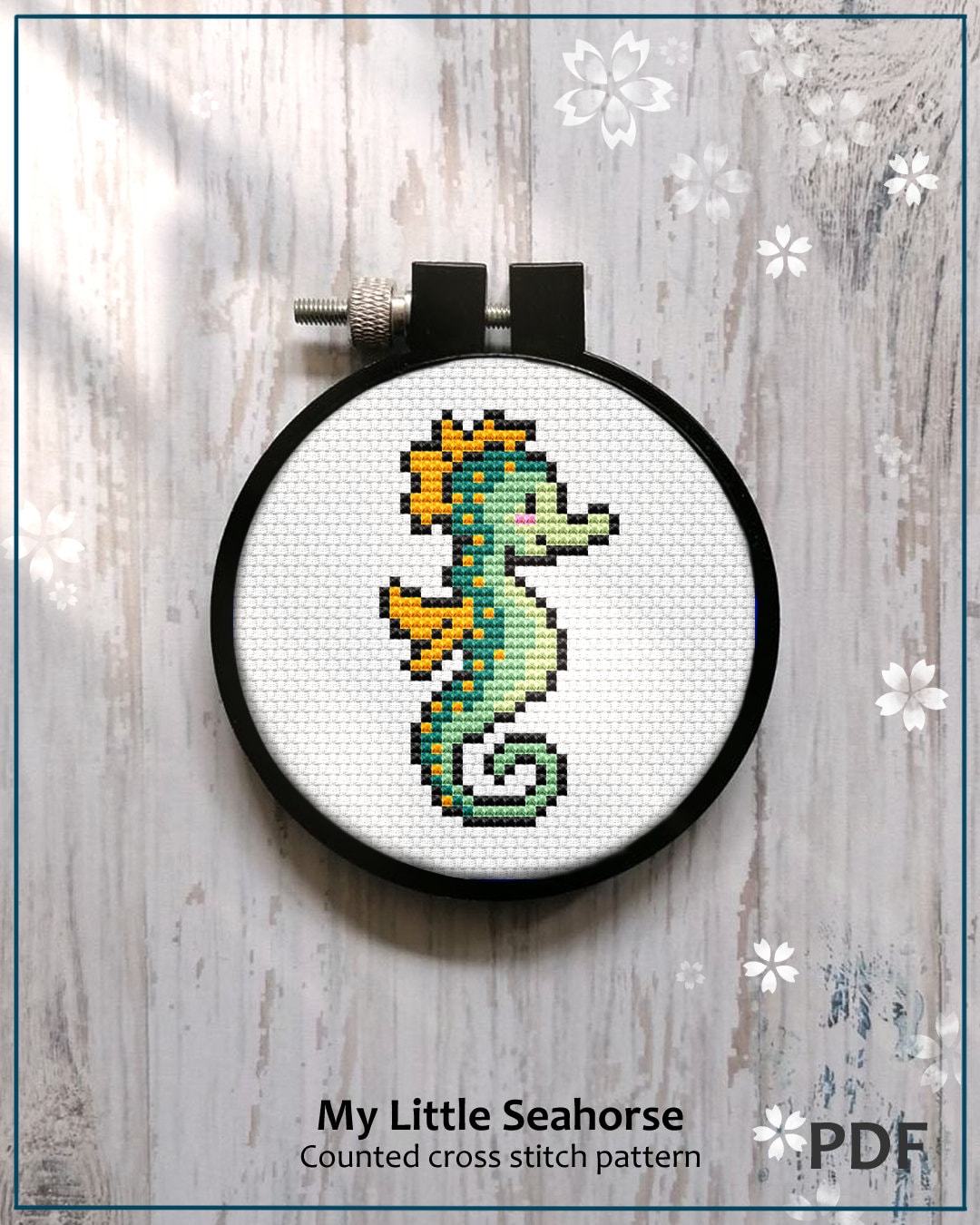 Cute Little Seahorse Modern Cross Stitch Pattern Gift for Kid Easy Mini ...