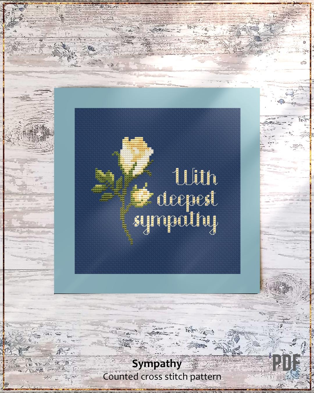 Sympathy Card Counted Cross-stitch Pattern White Roses DIY Card ...