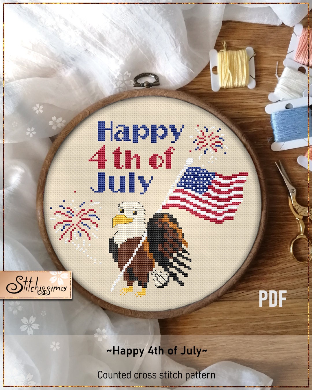 Happy 4th of July Modern Cross Stitch Pattern Easy Patriotic ...
