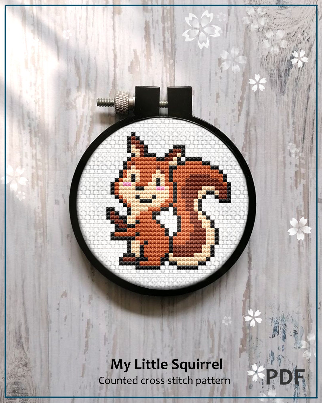 Little Squirrel Modern Cross Stitch Pattern Gift for Kid Easy Mini Cute ...