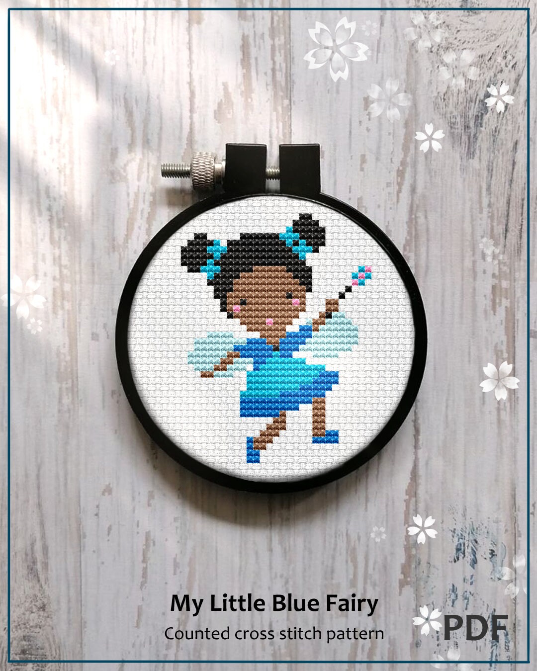 Cute Little Blue Fairy Modern Cross Stitch Pattern Gift for Kid Easy ...