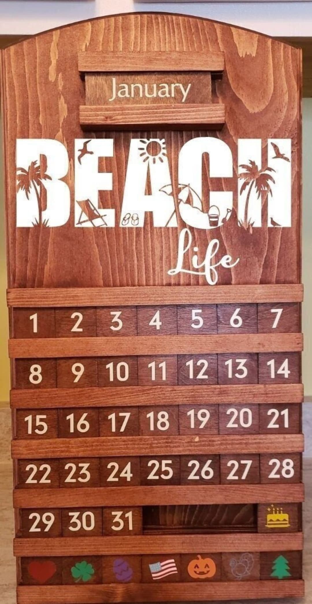Beach Life Perpetual Calendar - Beach Lover Beach Gift Perpetual ...