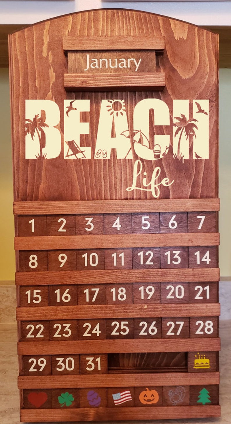 Beach Life Perpetual Calendar - Beach Lover Beach Gift Perpetual ...