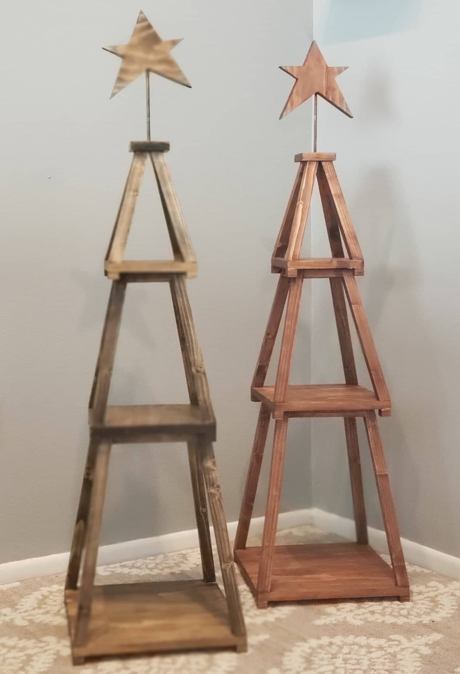 Wood Christmas Tree Shelf Stackable Nesting 3 Three Tier - Etsy