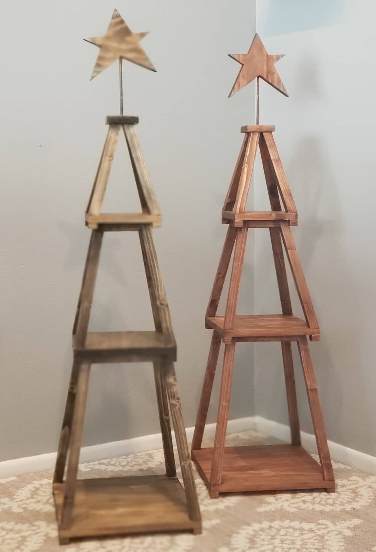 Wood Christmas Tree Shelf Stackable Nesting 3 Three Tier - Etsy