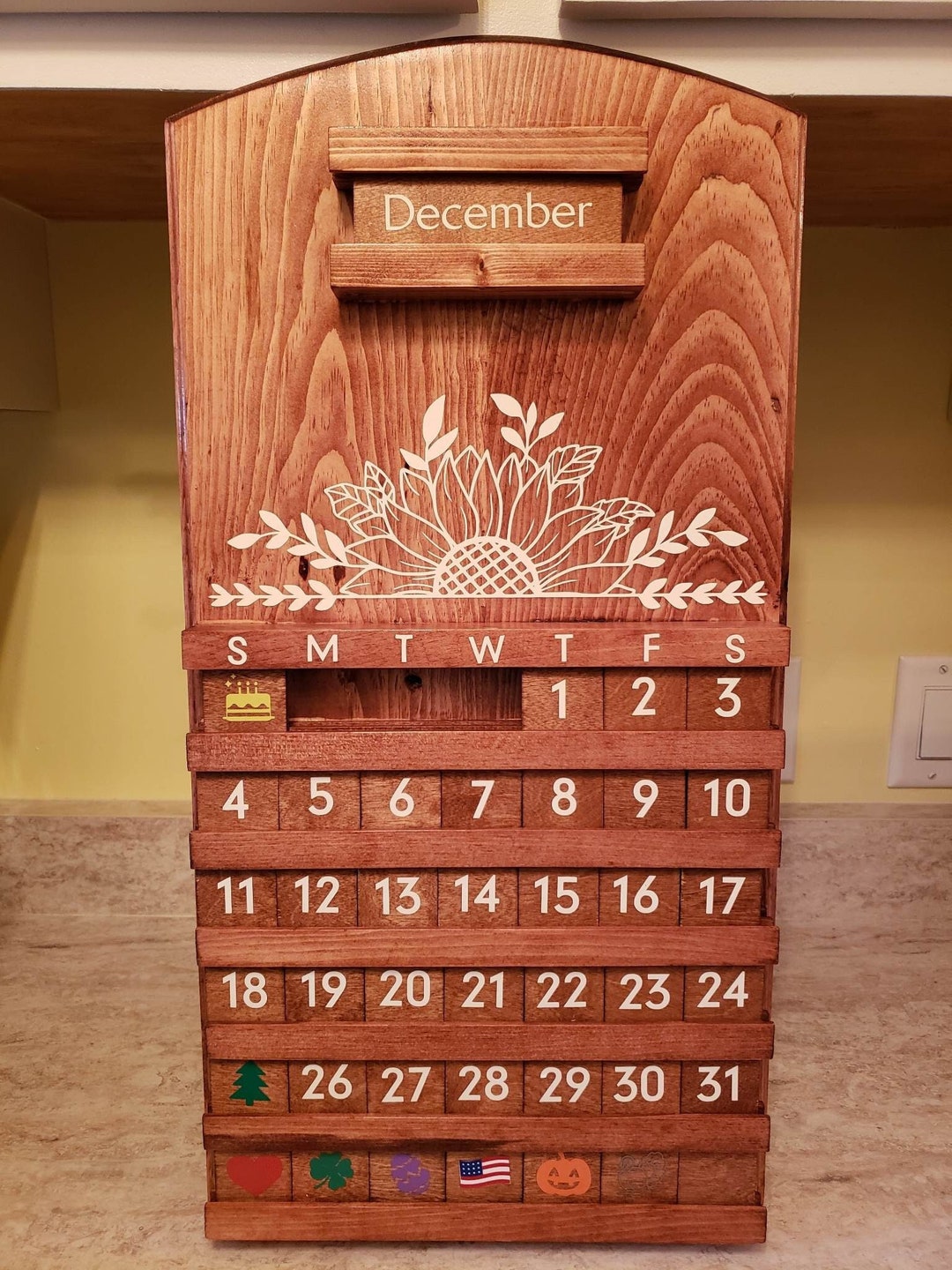 Perpetual Calendar Flower Wedding Gift Housewarming Holiday Sunflower ...