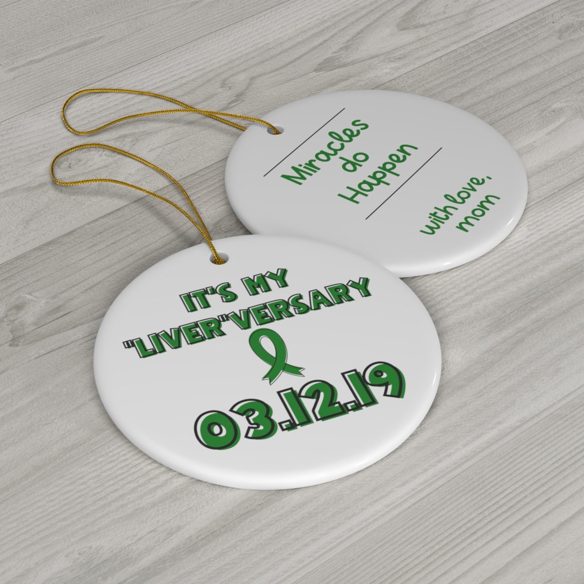 Personalized Liverversary Ceramic Christmas Ornament, Double Sided ...