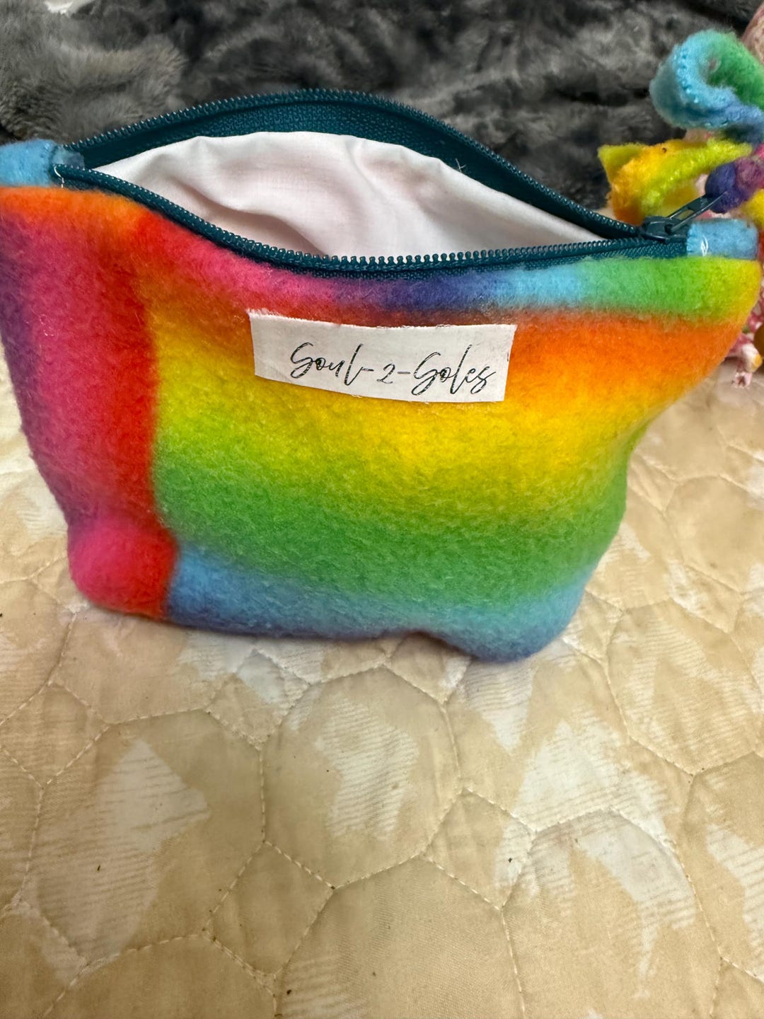 Fuzzy Rainbow Pouch W/ Bow - Etsy