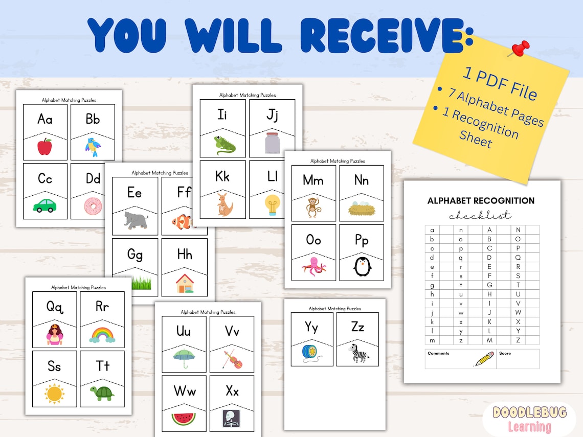 Alphabet Puzzle Flash Cards, Uppercase & Lowercase Letters, Educational ...