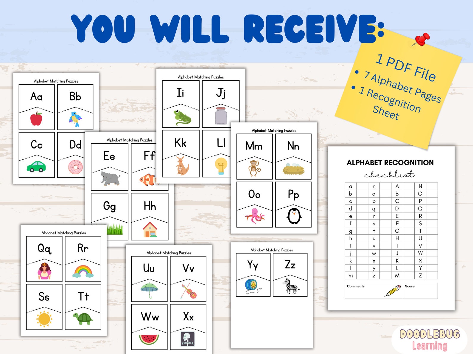 Alphabet Puzzle Flash Cards, Uppercase & Lowercase Letters, Educational ...