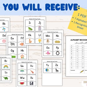 Alphabet Puzzle Flash Cards, Uppercase & Lowercase Letters, Educational ...