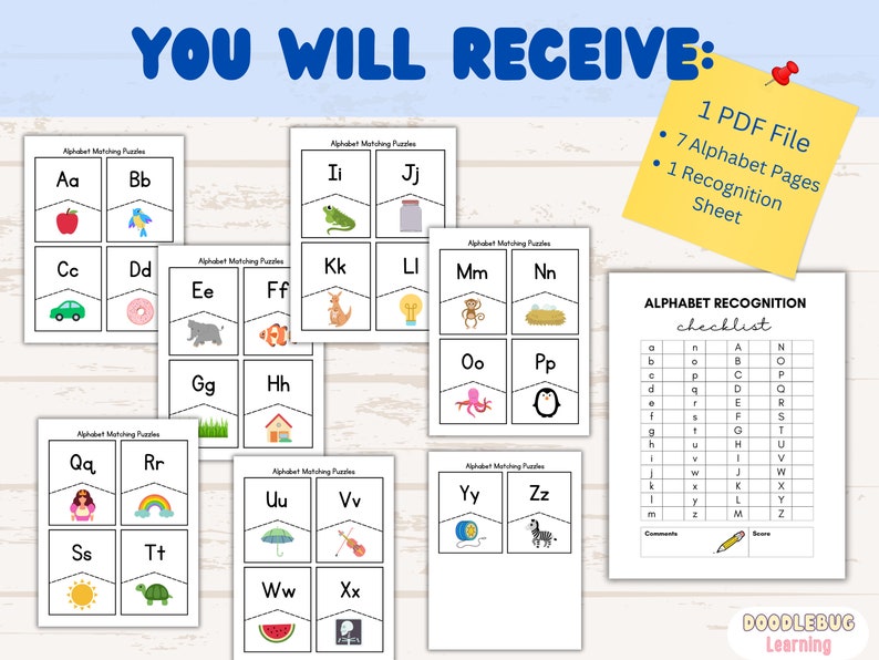 Alphabet Puzzle Flash Cards, Uppercase & Lowercase Letters, Educational ...