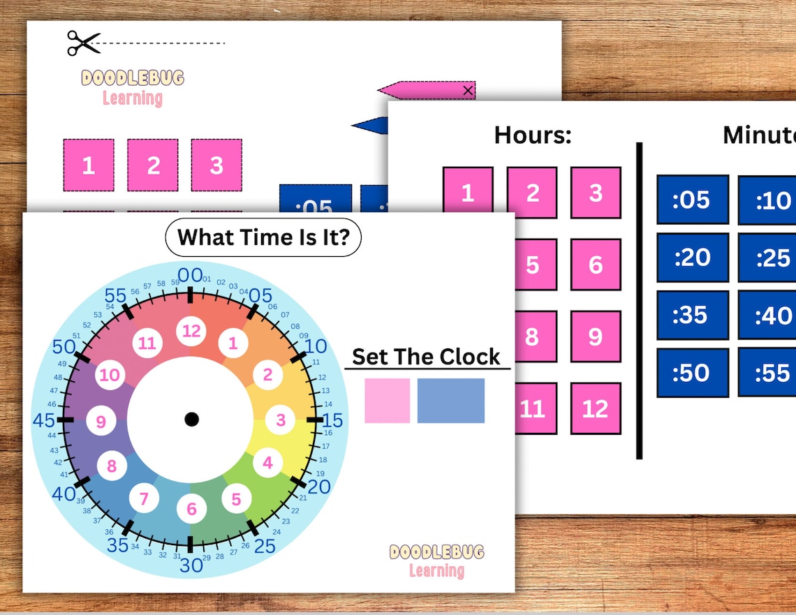 Kids Clock, Learn to Tell Time, Printable Learning Game, Homeschool ...