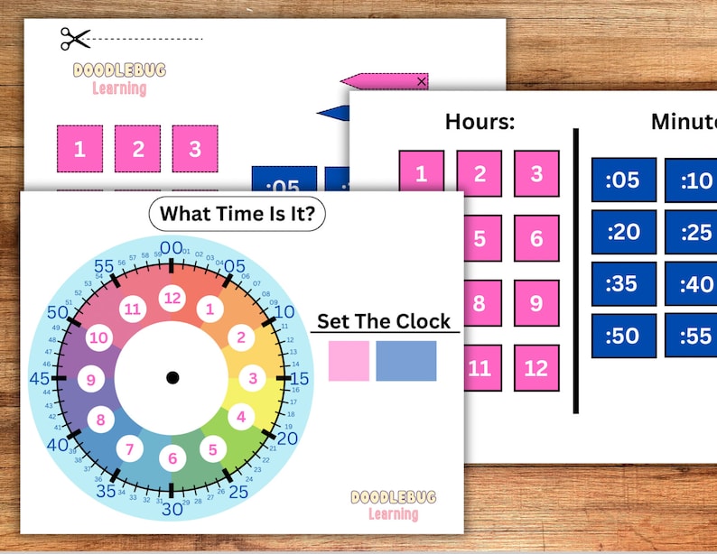 Kids Clock, Learn to Tell Time, Printable Learning Game, Homeschool ...