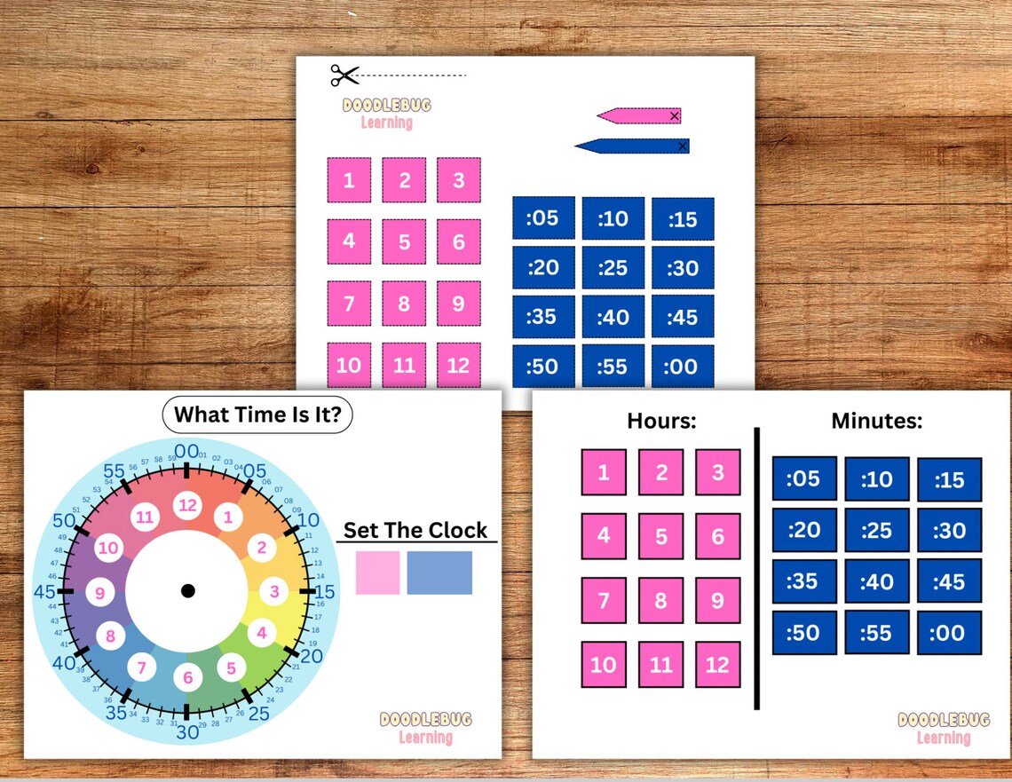 Kids Clock, Learn to Tell Time, Printable Learning Game, Homeschool ...
