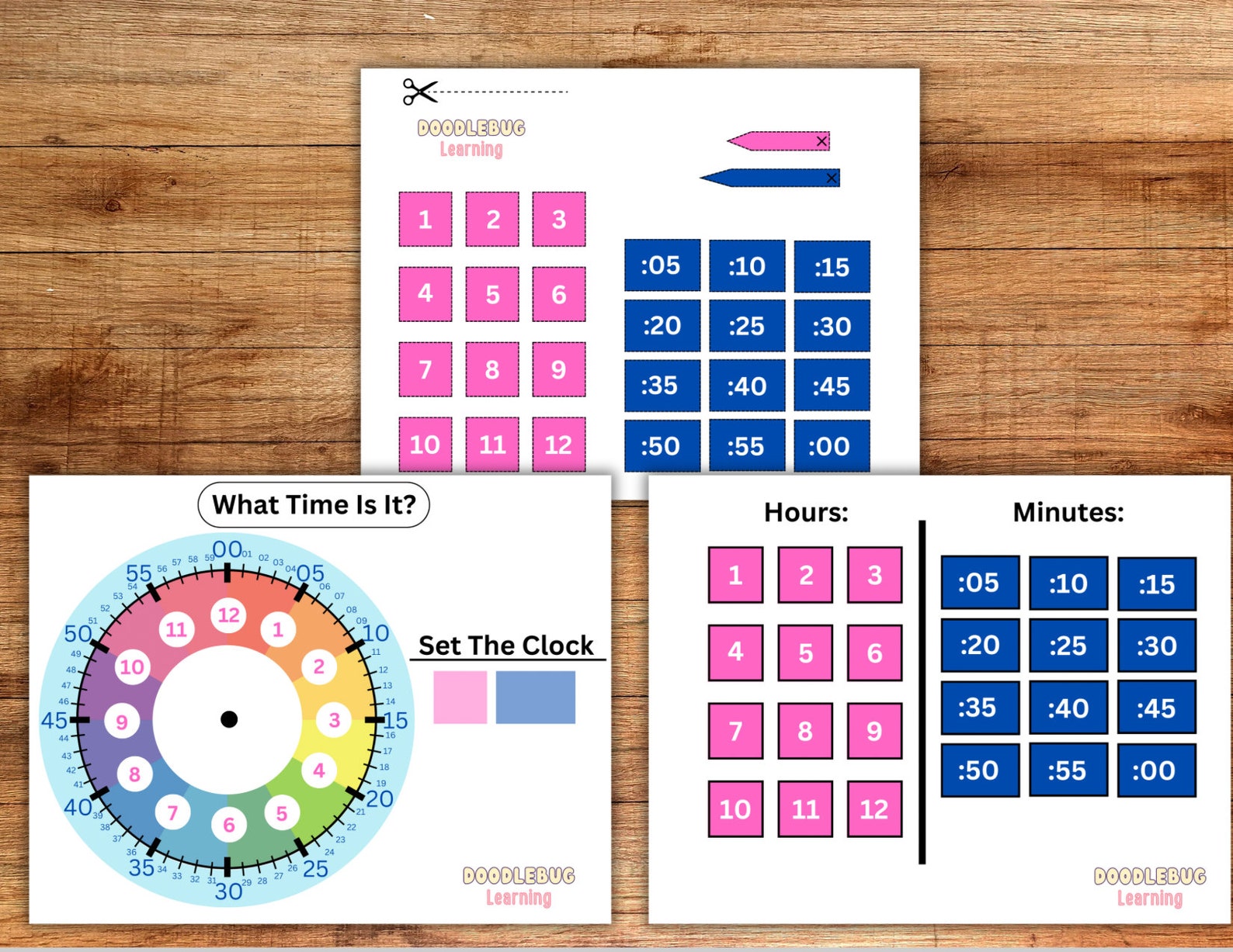 Kids Clock, Learn to Tell Time, Printable Learning Game, Homeschool ...