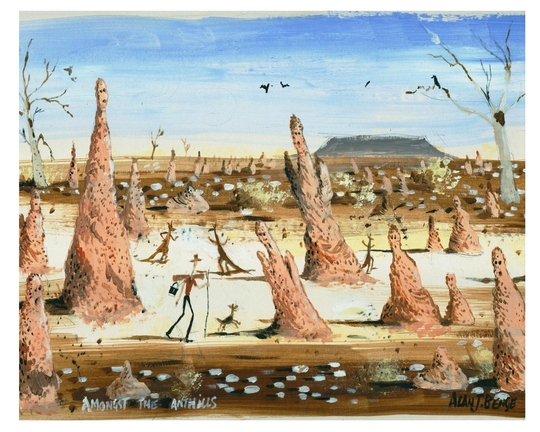 Cartoon Style Australian Outback Printable Showing Painting of Menacing ...
