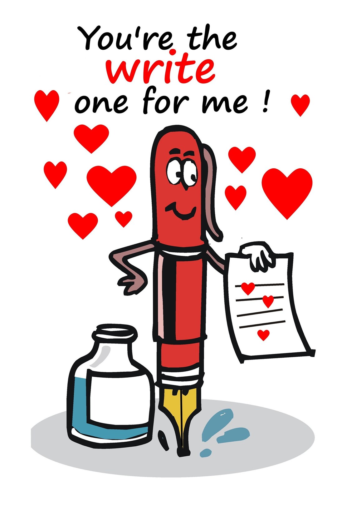 Cartoon Fountain Pen Greeting Card Printable Design - Etsy