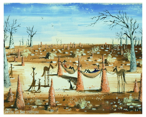Printable Australian outback painting in cartoon style showing | Etsy