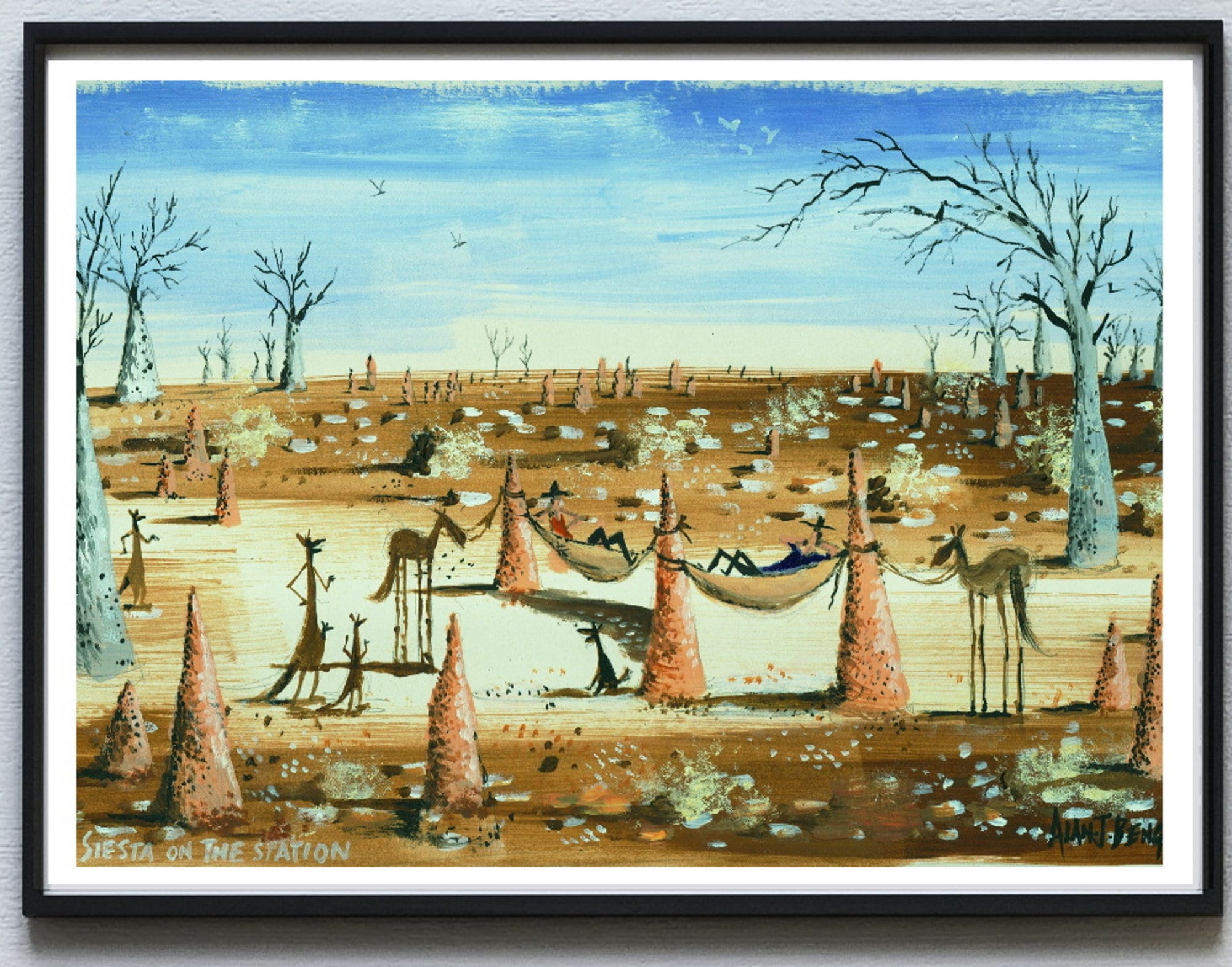 Printable Australian Outback Painting in Cartoon Style Showing Anthills ...