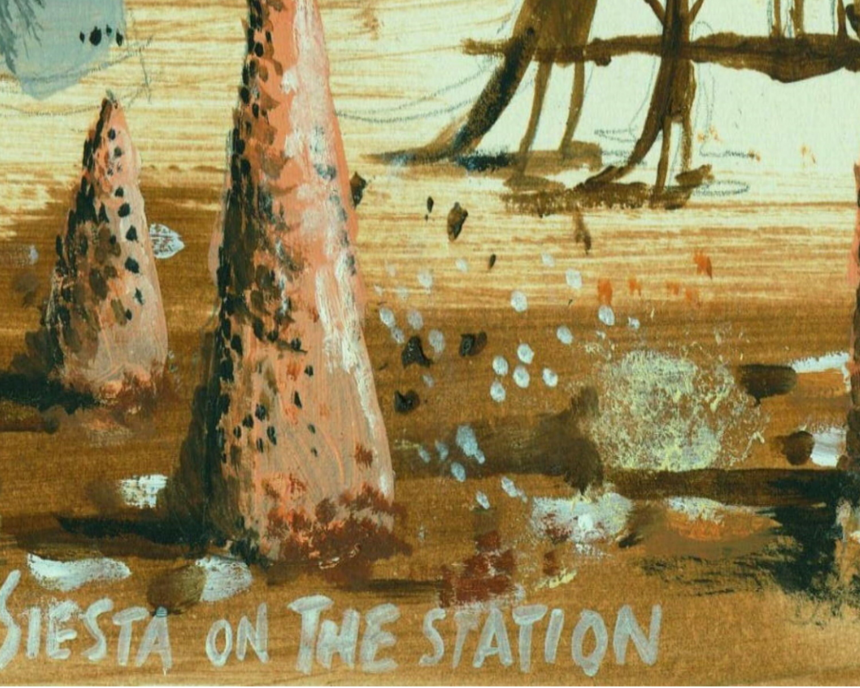 Printable Australian Outback Painting in Cartoon Style Showing Anthills ...