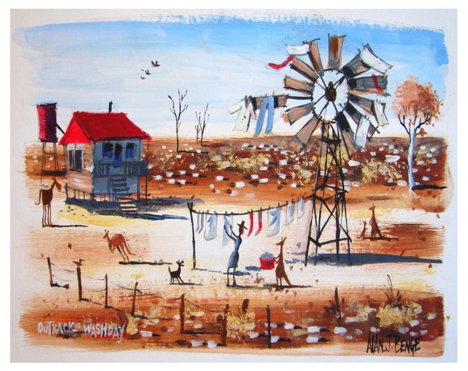Quirky Printable of Cartoon Style Outback Australia Painting After ...