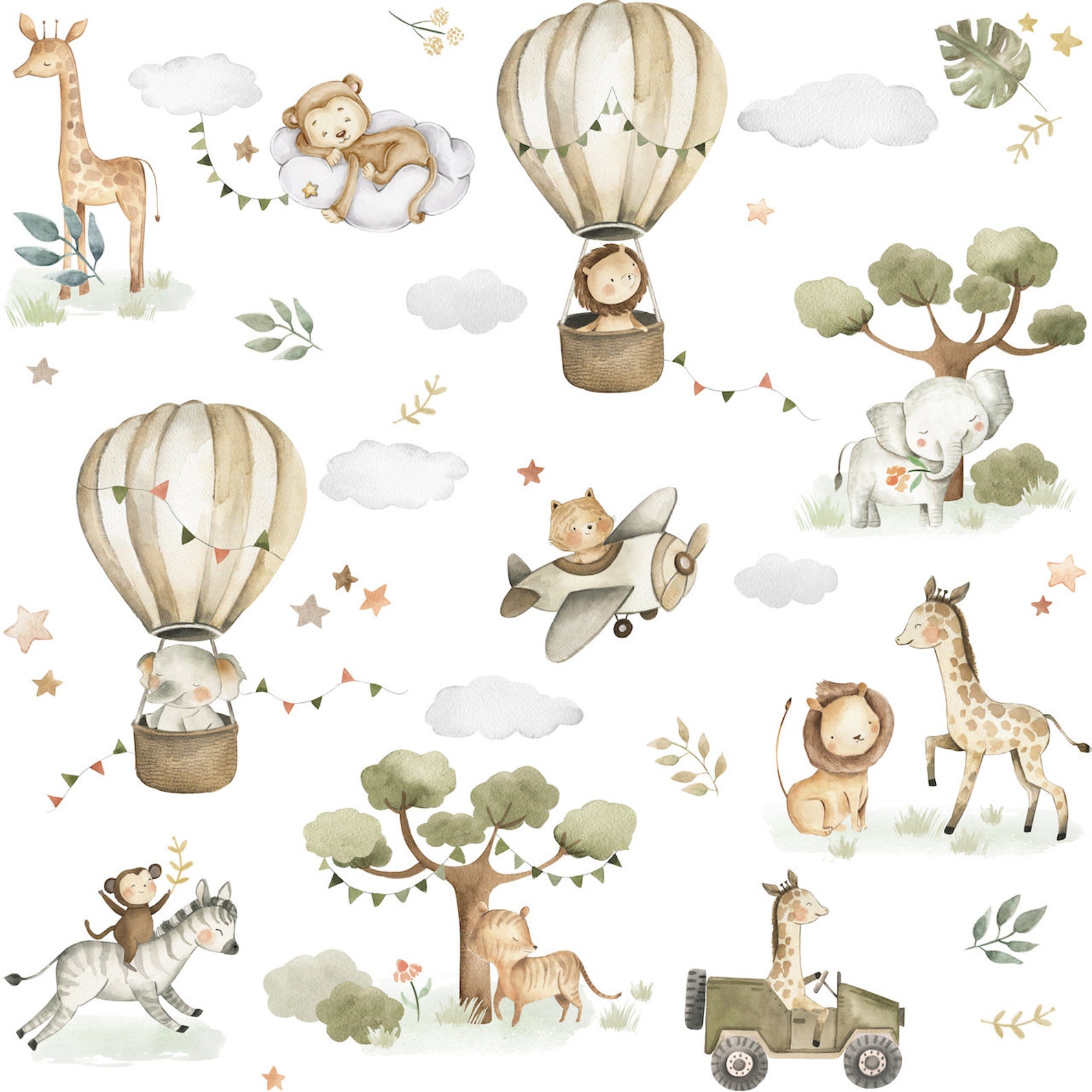 Jungle Baby Fabric Safari Animal Fabriceco Fabric Print - Etsy