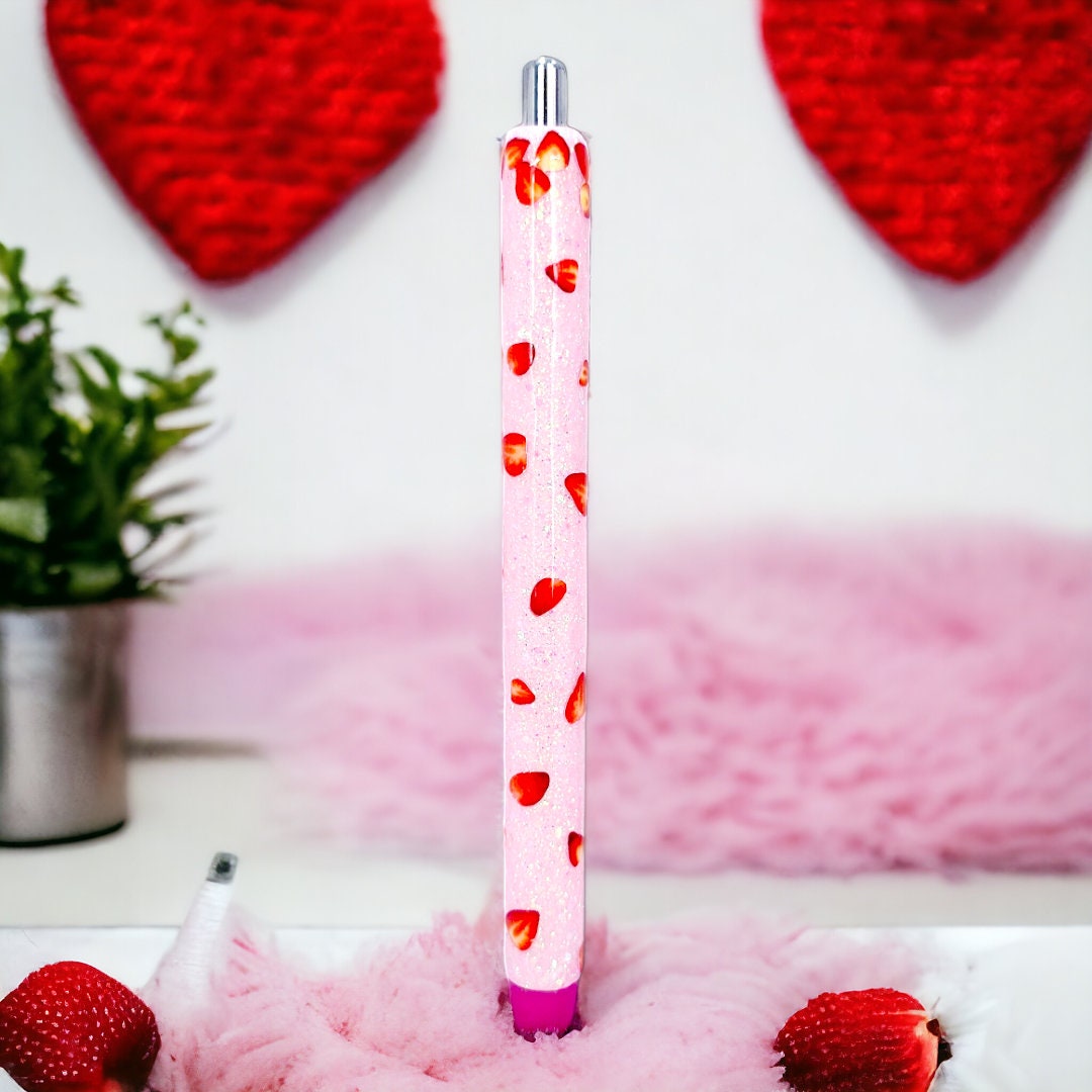 Strawberry Pink Drink Gel Pen / Strawberry Pen / Pink Glitter Pen ...
