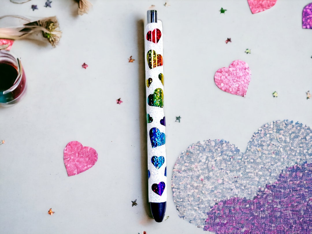 Rainbow Holographic Heart Pen / Holographic Pen / Rainbow Pen / Hearts ...