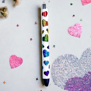 Rainbow Holographic Heart Pen / Holographic Pen / Rainbow Pen / Hearts ...