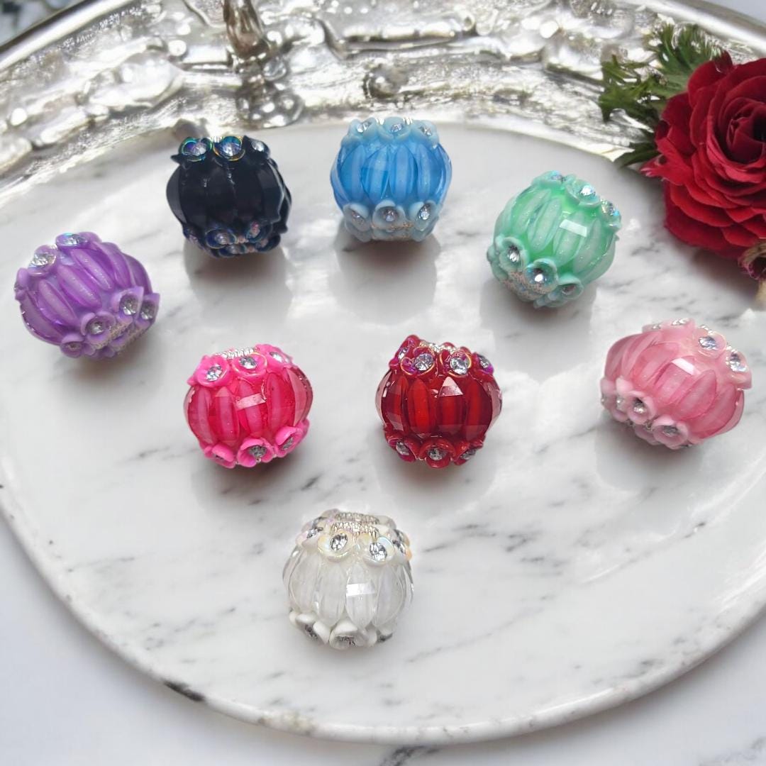 Floral Round Sphere Beads (SET OF 8 BEADS) / Beads / Pen Beads/ Pen ...