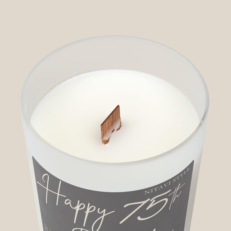 Happy 75th Birthday Frosted Glass Candle, 11oz Scented Soy Candle Gift ...