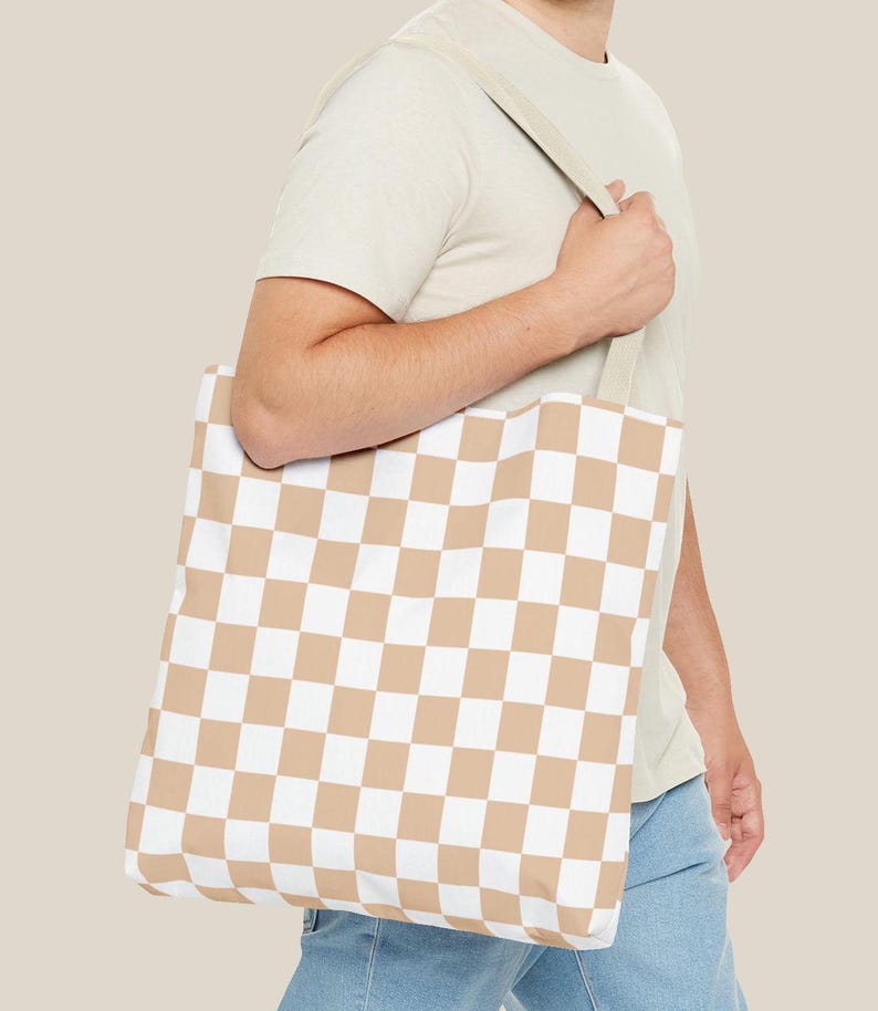 Checkered Travel Tote Market Shopping Bag Foodie Gifts Lovers Totes ...