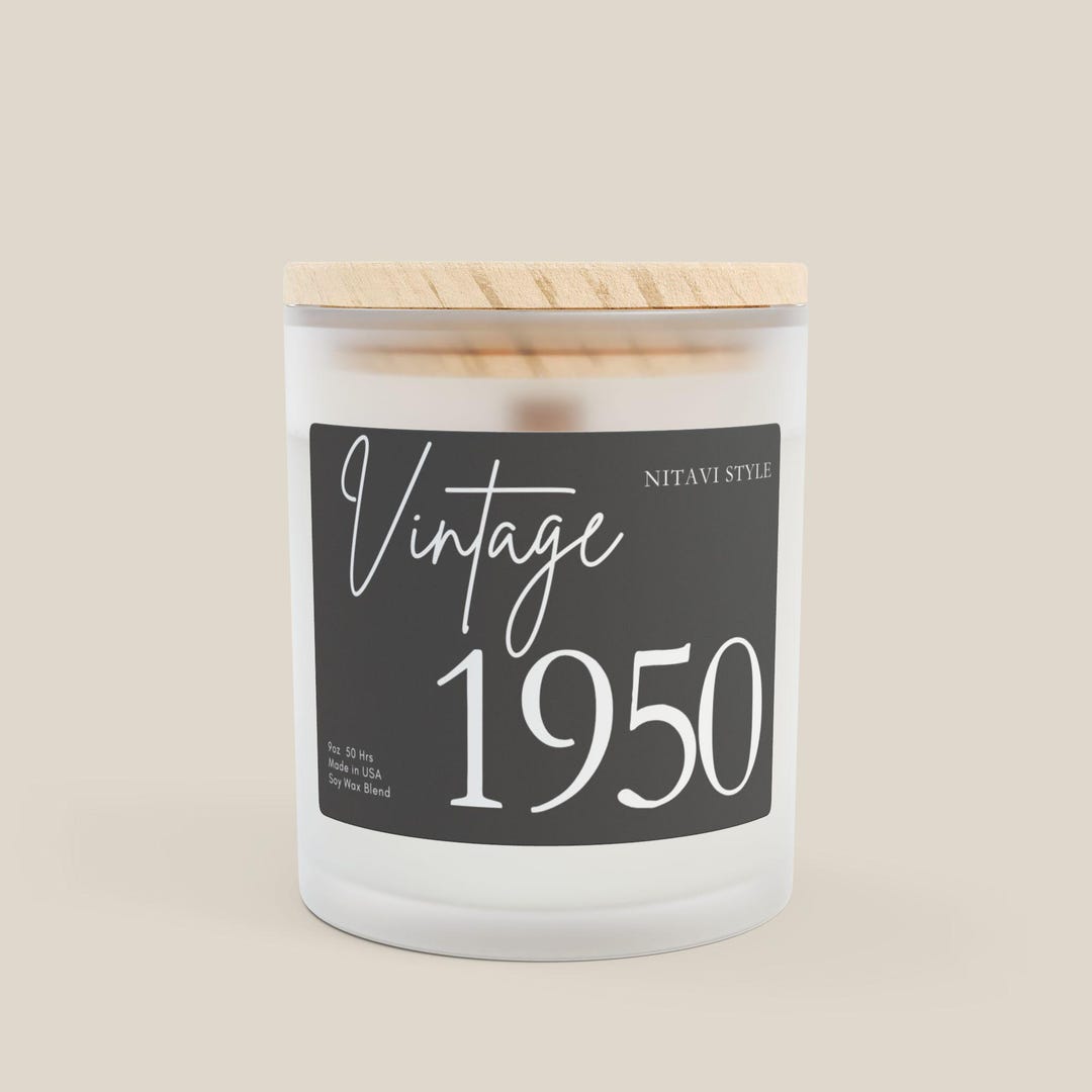 Vintage 1950 75th Birthday Frosted Glass Candle, 11oz Scented Soy ...