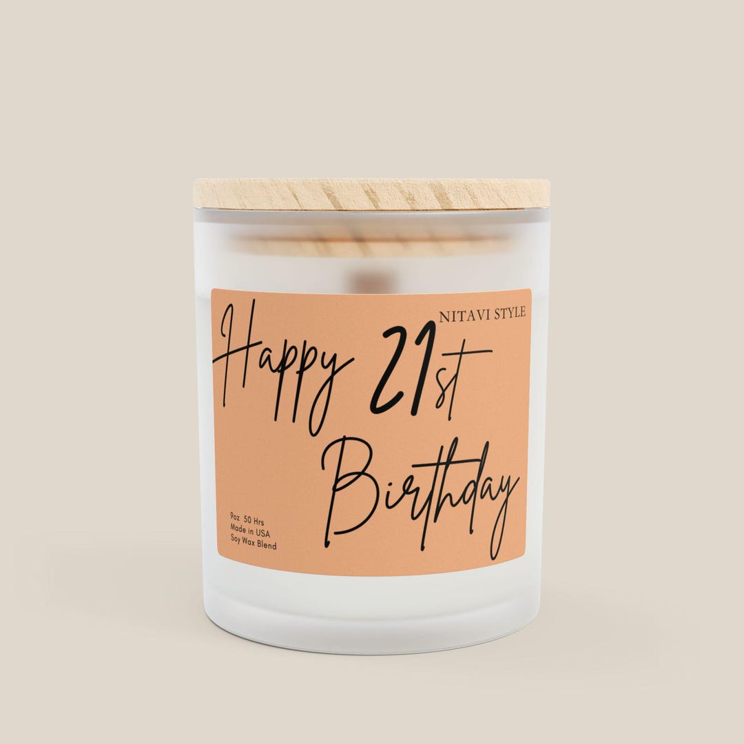 Happy 21st Birthday Frosted Glass Candle, 11oz Scented Soy Candle ...